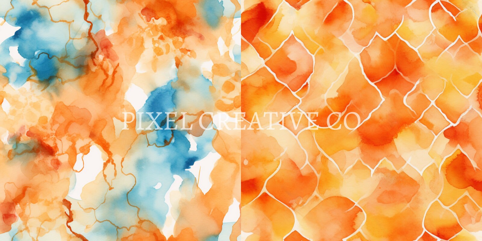 10 Seamless Digital Paper Pack Orange Watercolor Texture - Etsy