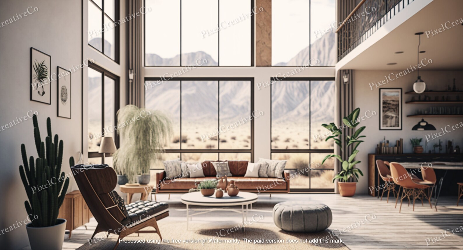 4 Virtual Backgrounds Digital Backdrops Midcentury Modern Living Room ...