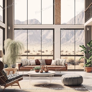 4 Virtual Backgrounds Digital Backdrops Midcentury Modern Living Room ...