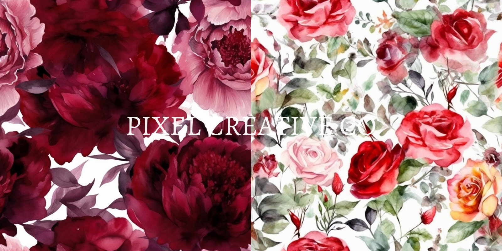 10 Seamless Digital Paper Pack Red Watercolor Flowers II - Etsy