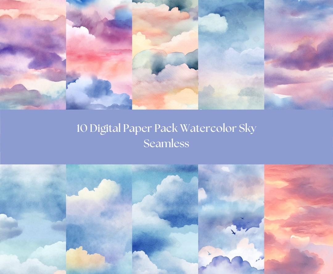 10 Seamless Digital Paper Pack Watercolor Sky - Etsy