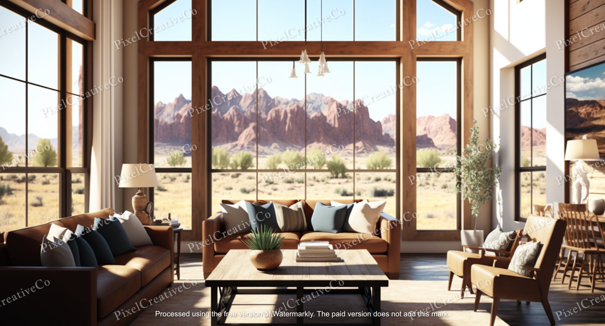 4 Virtual Backgrounds Digital Backdrops Desert Living Room, Zoom ...
