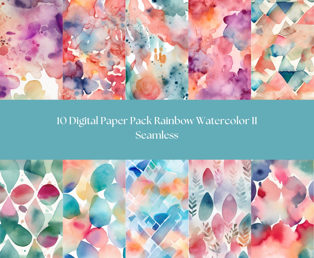 10 Seamless Digital Paper Pack Rainbow Watercolor II - Etsy