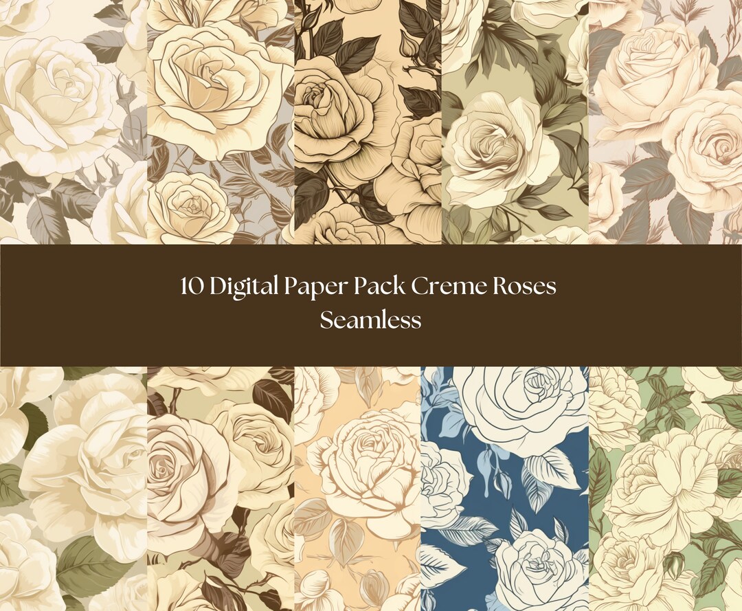 10 Seamless Digital Paper Pack Creme Roses - Etsy