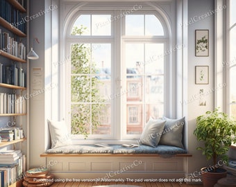 4 Virtual Backgrounds Digital Backdrops Cozy Reading Nook, Zoom, Google ...