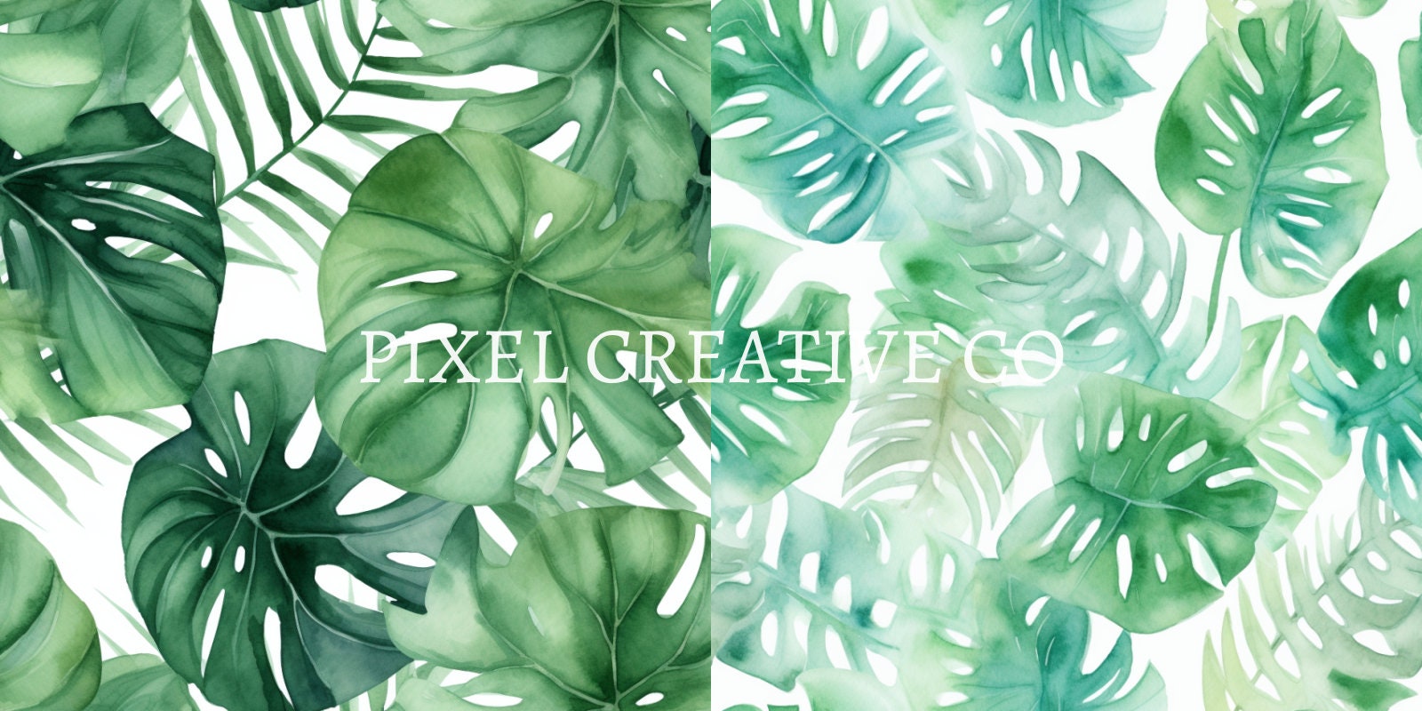 10 Seamless Digital Paper Pack Green Watercolor Leaves - Etsy