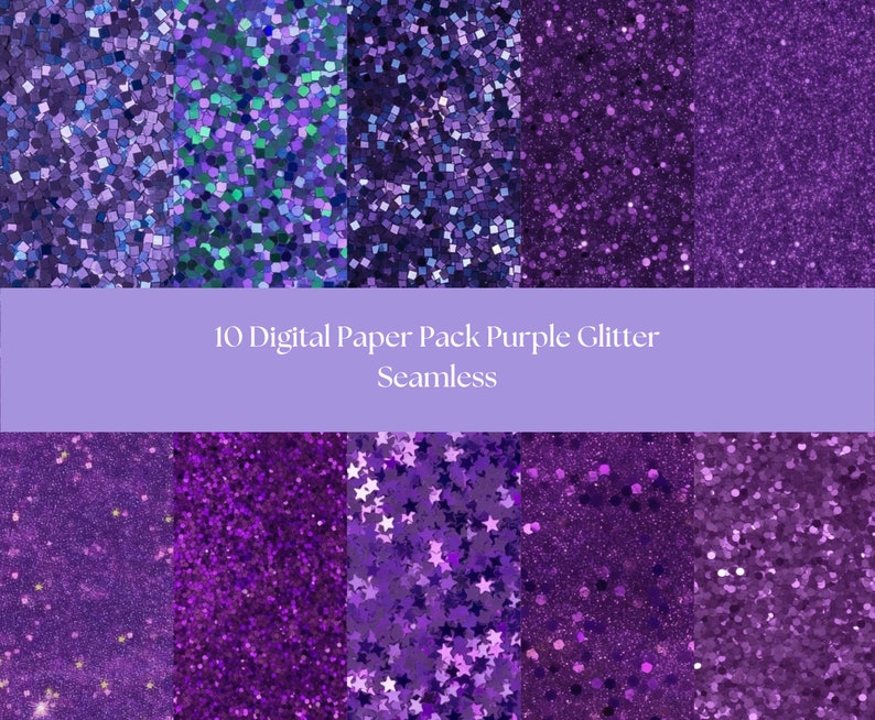 10 Seamless Digital Paper Pack Purple Glitter - Etsy