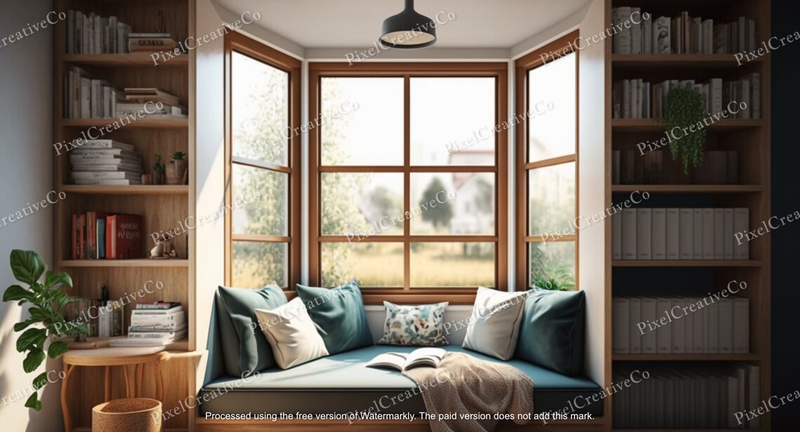 4 Virtual Backgrounds Digital Backdrops Neutral Reading Nook, Zoom ...