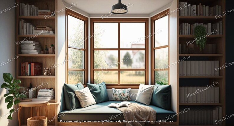 4 Virtual Backgrounds Digital Backdrops Neutral Reading Nook, Zoom ...