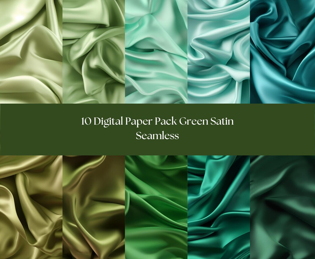 10 Seamless Digital Paper Pack Green Satin - Etsy