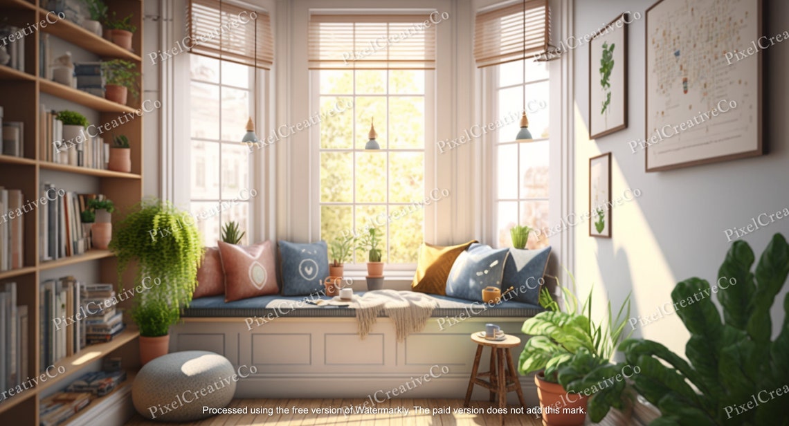 4 Virtual Backgrounds Digital Backdrops Cozy Reading Nook, Zoom, Google ...