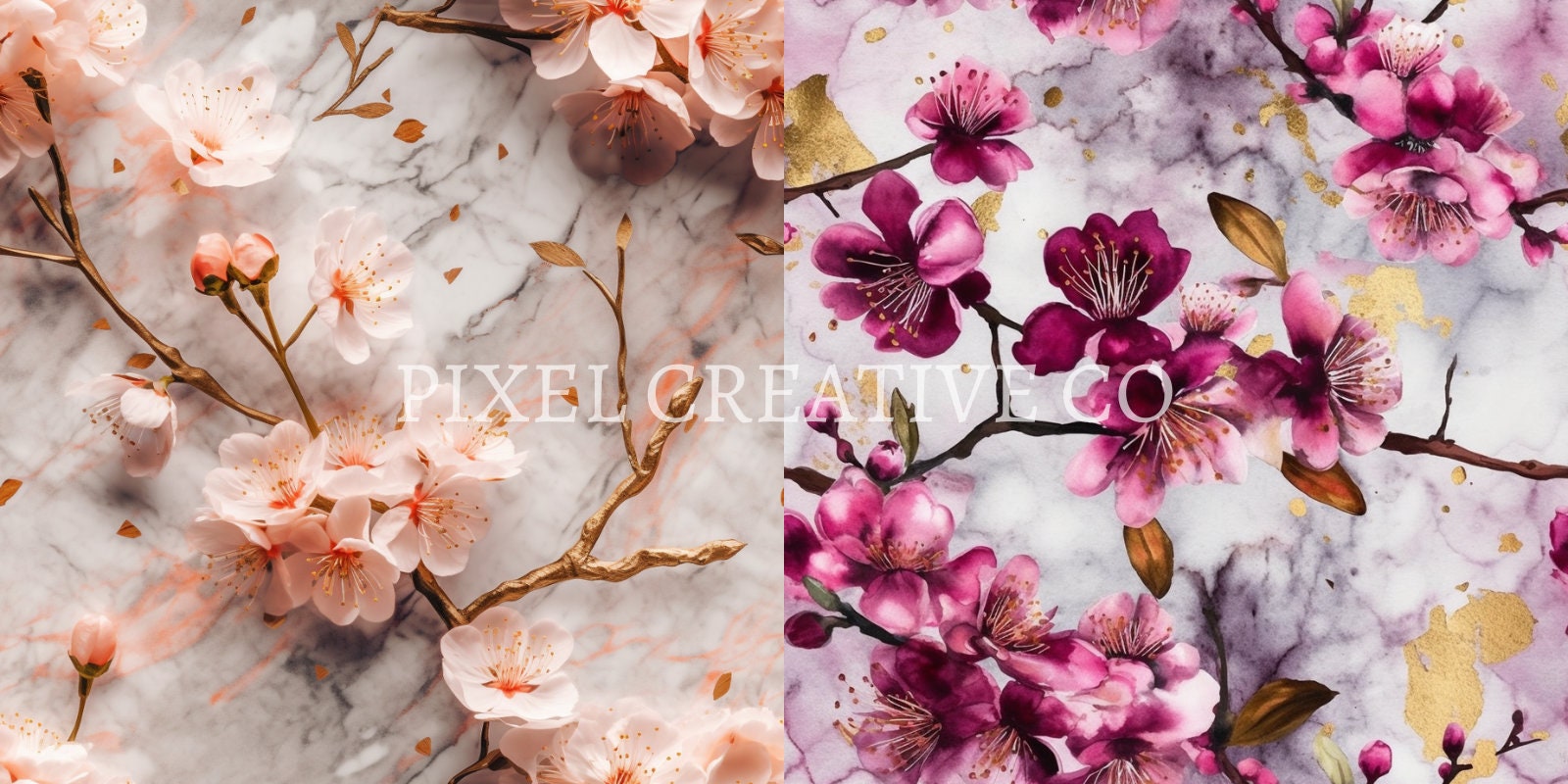 12 Seamless Digital Paper Pack Marble Cherry Blossoms - Etsy