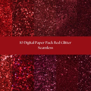 10 Seamless Digital Paper Pack Red Glitter - Etsy