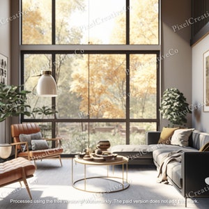 4 Virtual Backgrounds Digital Backdrops Midcentury Modern Living Room ...
