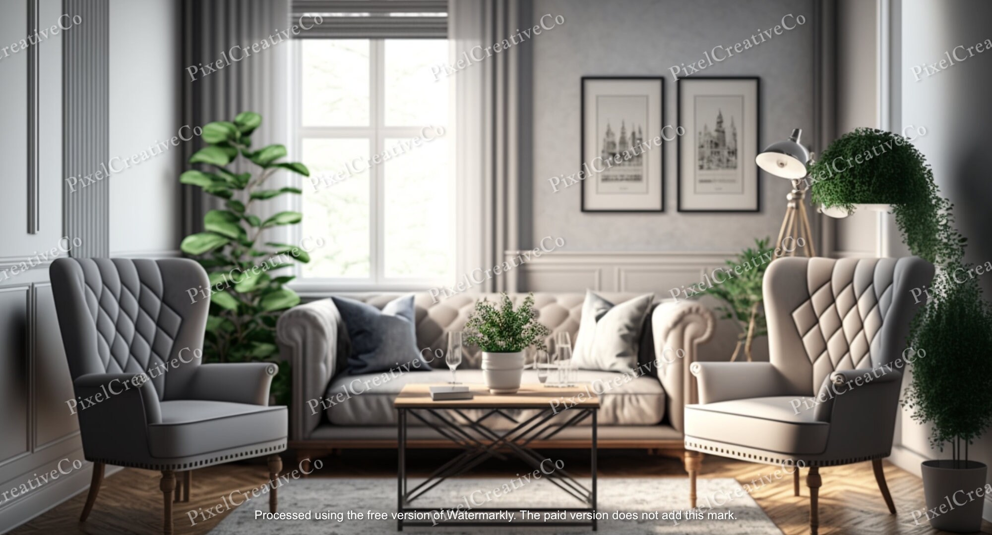4 Mockups, Virtual Backgrounds Digital Backdrops Eclectic Living Room ...