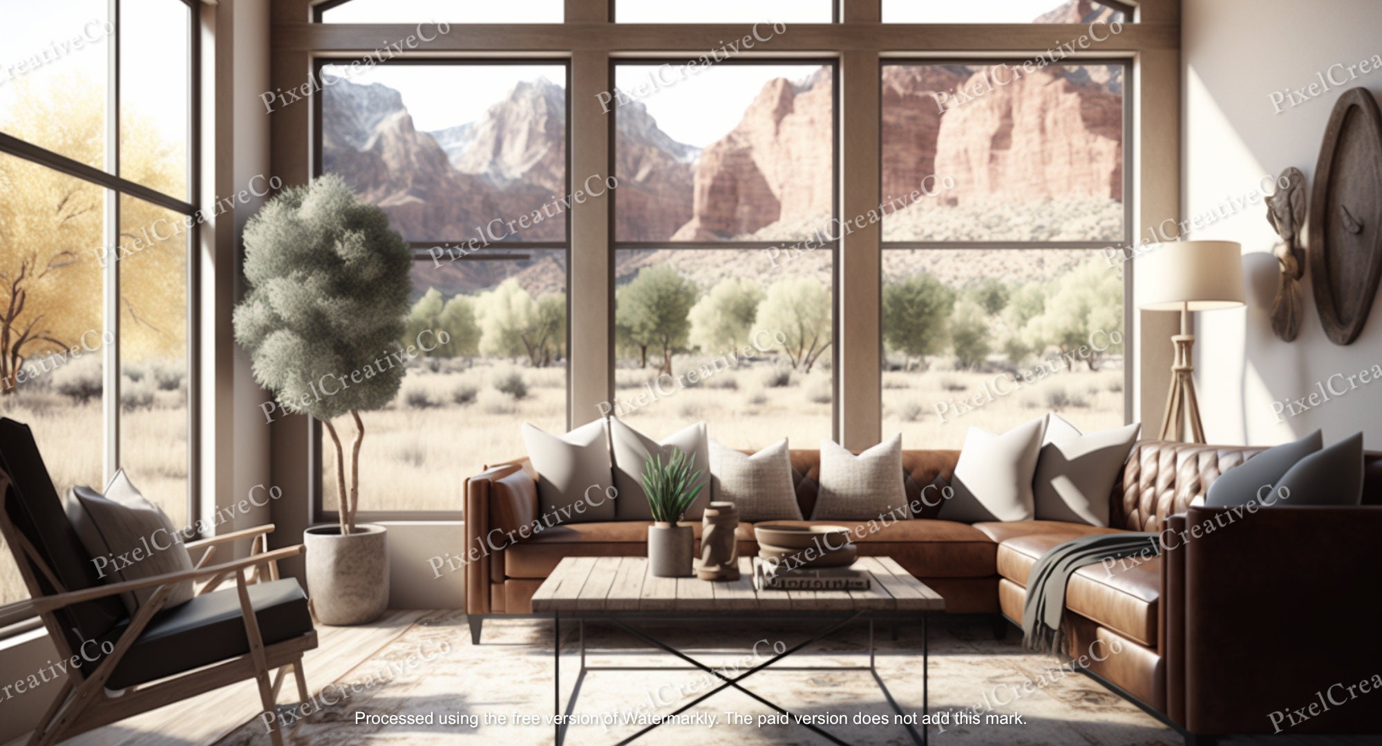 4 Virtual Backgrounds Digital Backdrops Desert Living Room, Zoom ...