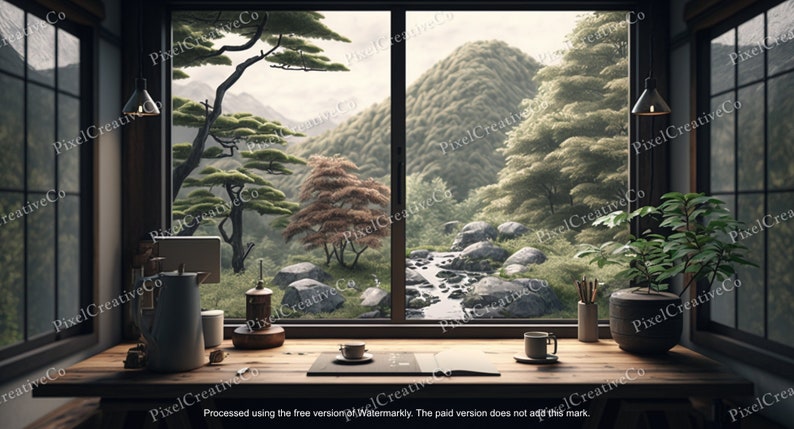 4 Virtual Backgrounds Digital Backdrops Cozy Japandi - Etsy