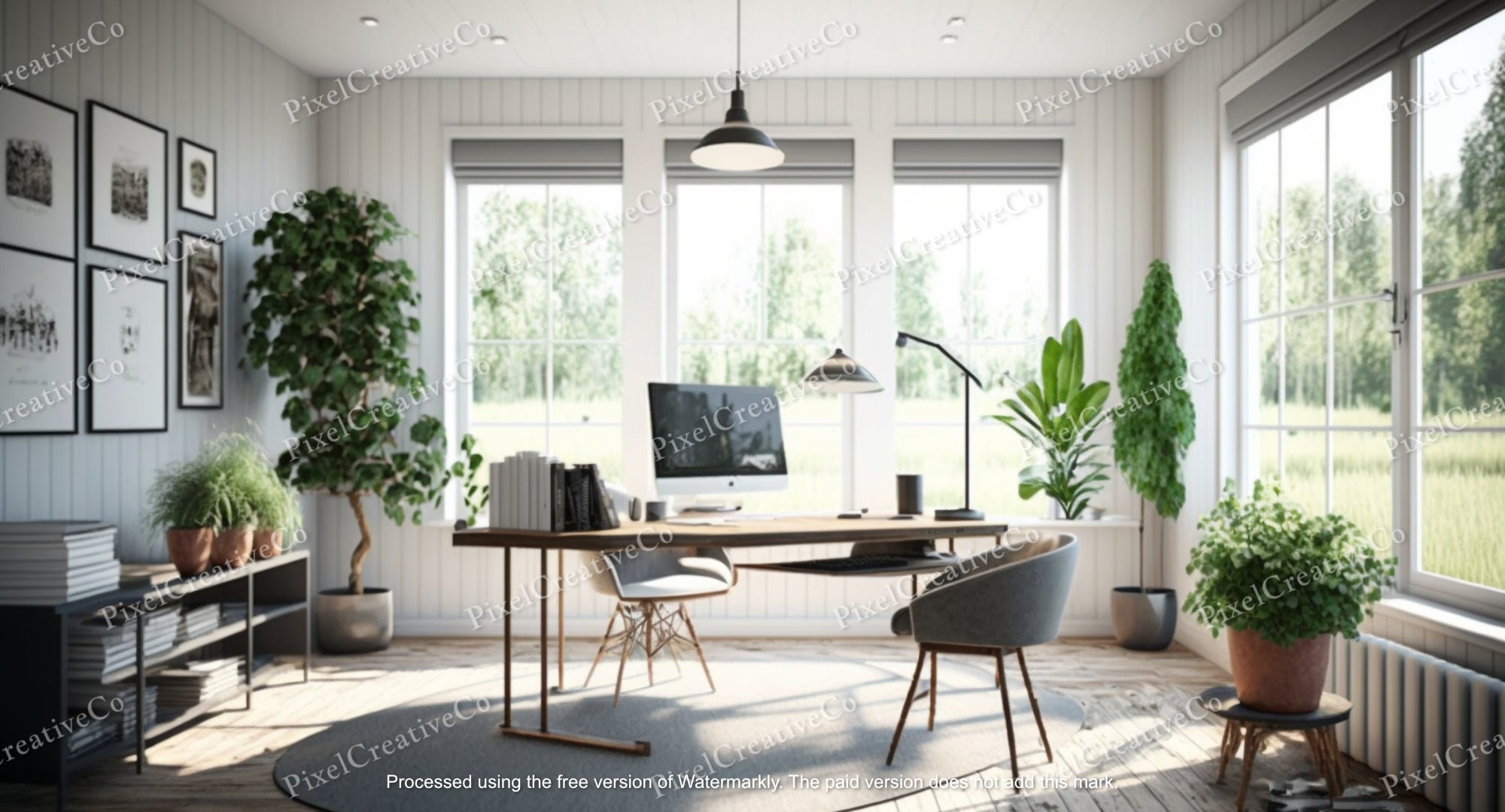 4 Virtual Backgrounds Digital Backdrops Office Greenery, Zoom, Google ...