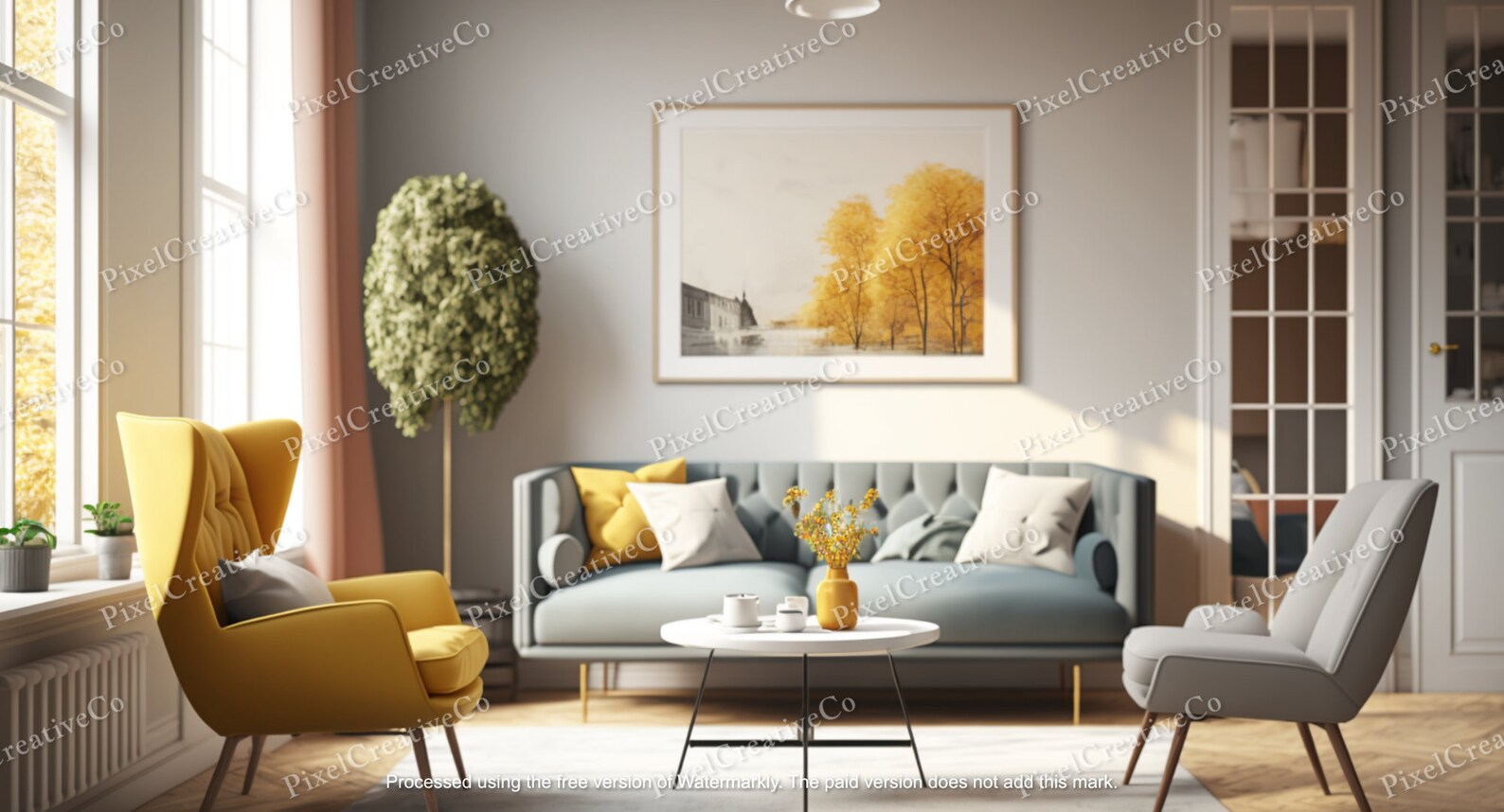4 Mockups, Virtual Backgrounds Digital Backdrops Eclectic Living Room ...