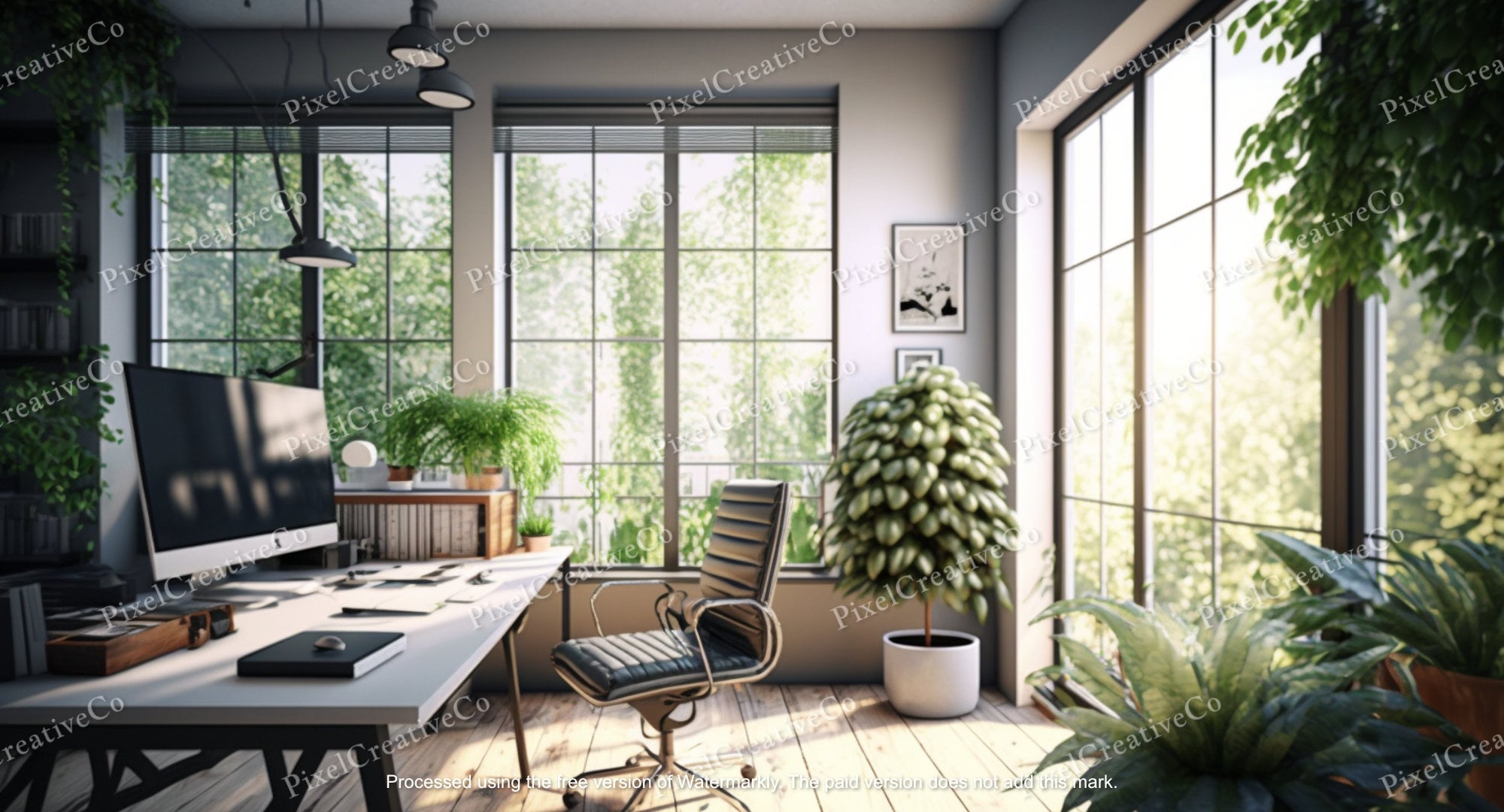 4 Virtual Backgrounds Digital Backdrops Office Greenery, Zoom, Google ...