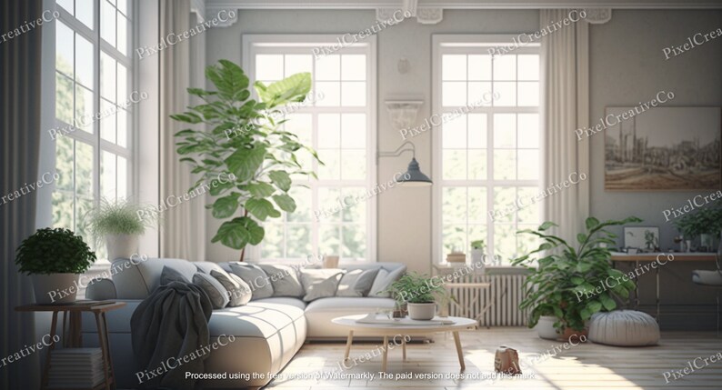 4 Virtual Backgrounds Digital Backdrops Scandinavian Living Room, Zoom ...