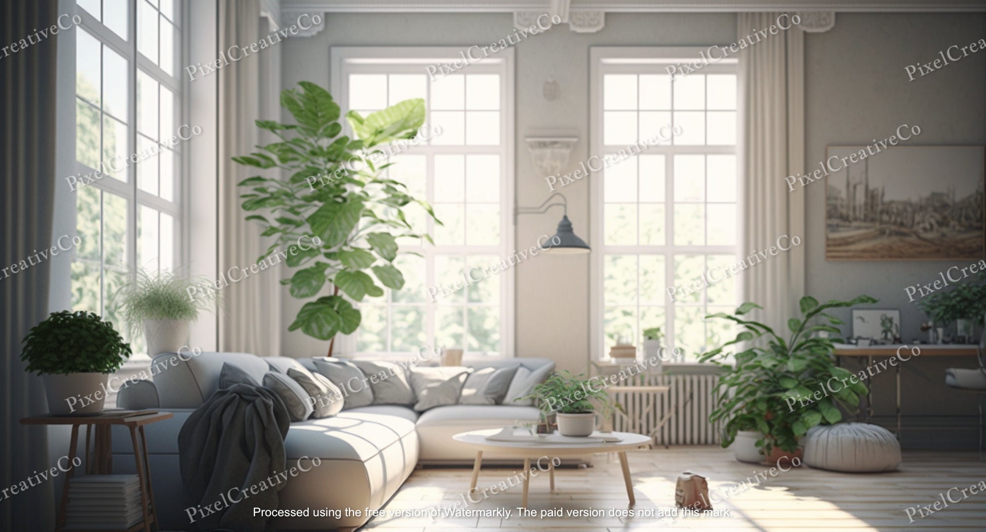 4 Virtual Backgrounds Digital Backdrops Scandinavian Living Room, Zoom ...