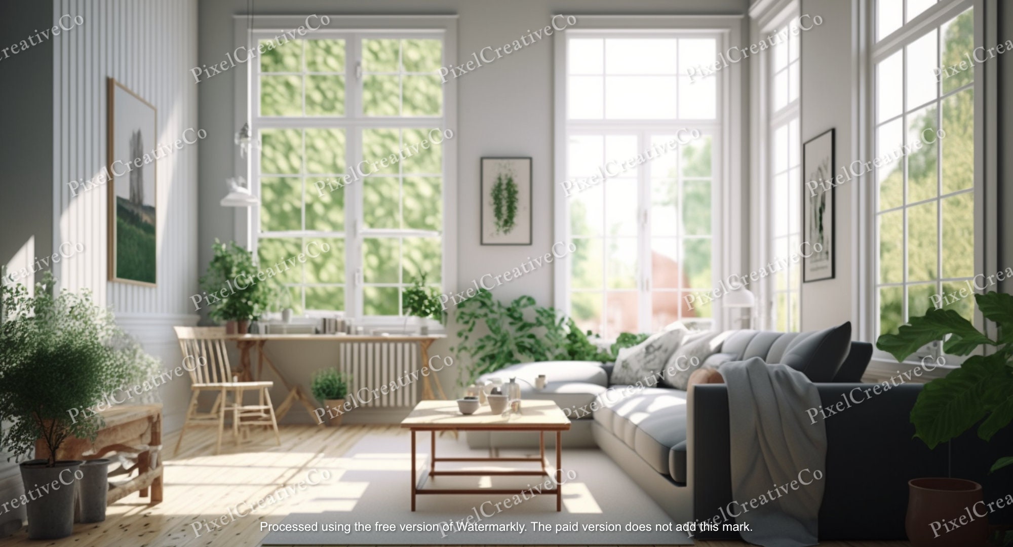 4 Virtual Backgrounds Digital Backdrops Scandinavian Living Room, Zoom ...