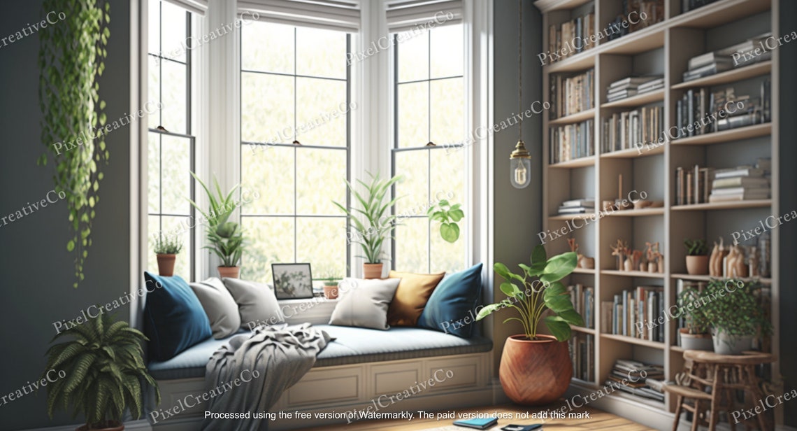 4 Virtual Backgrounds Digital Backdrops Cozy Reading Nook, Zoom, Google ...