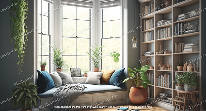 4 Virtual Backgrounds Digital Backdrops Cozy Reading Nook, Zoom, Google ...