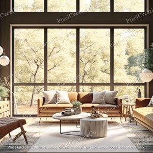 4 Virtual Backgrounds Digital Backdrops Midcentury Modern Living Room ...