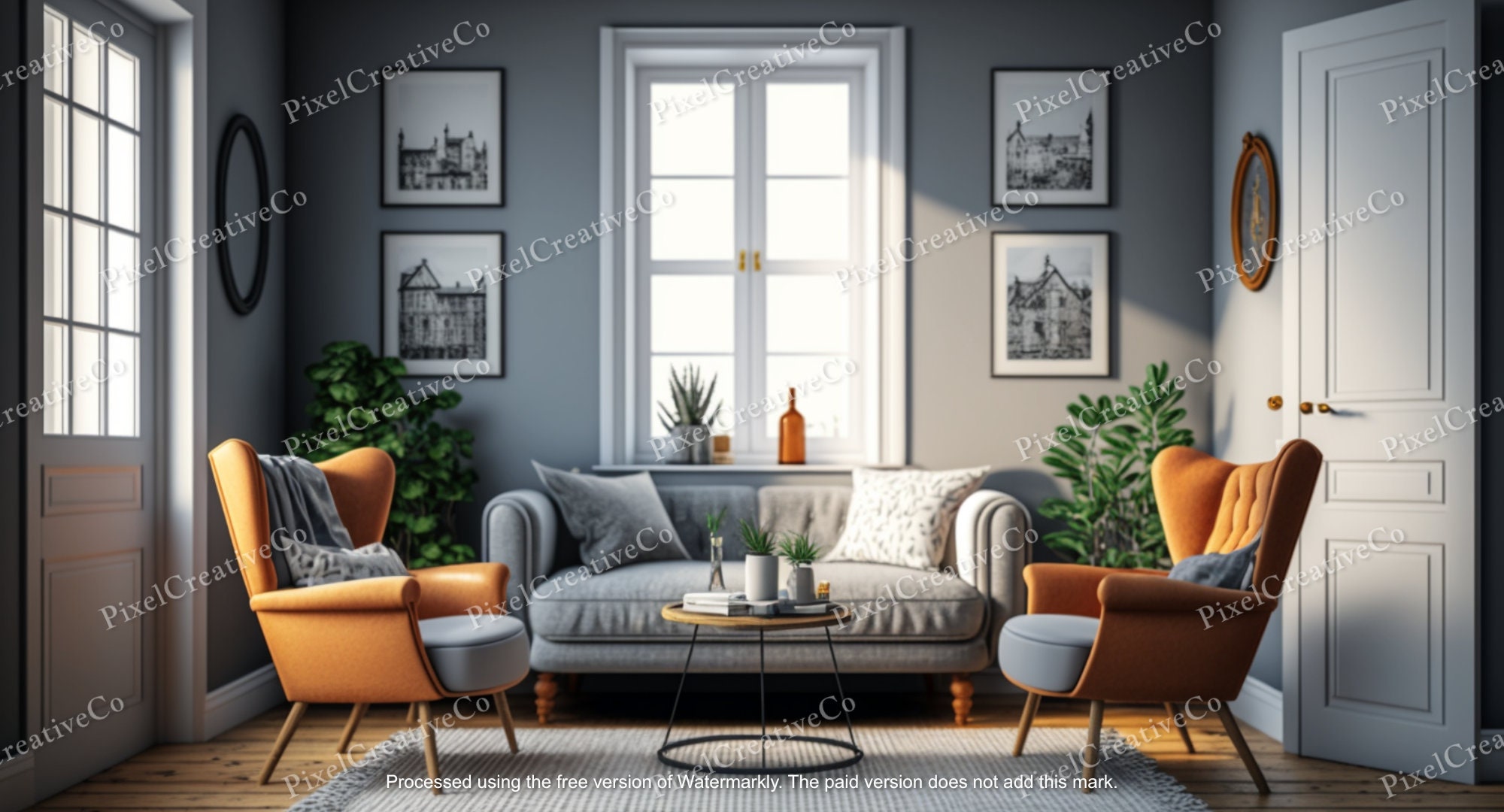 4 Mockups, Virtual Backgrounds Digital Backdrops Eclectic Living Room ...