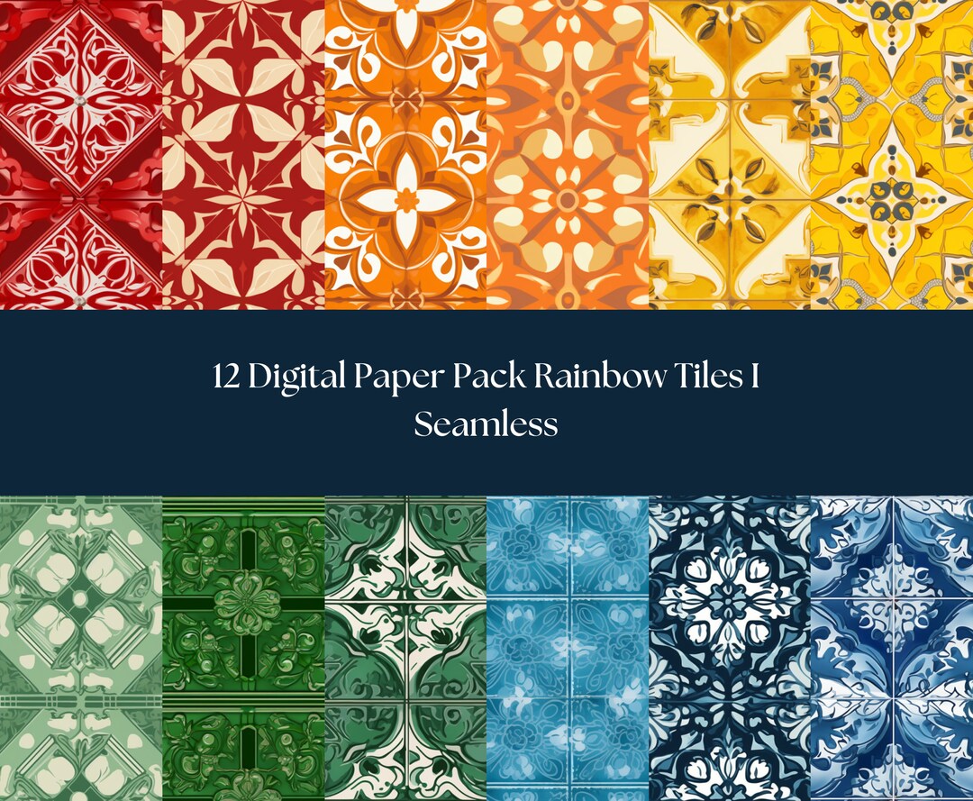 12 Seamless Digital Paper Pack Rainbow Tiles I - Etsy