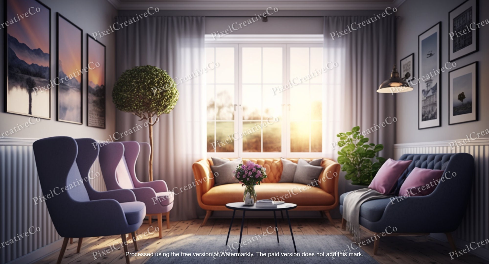 4 Mockups, Virtual Backgrounds Digital Backdrops Eclectic Living Room ...
