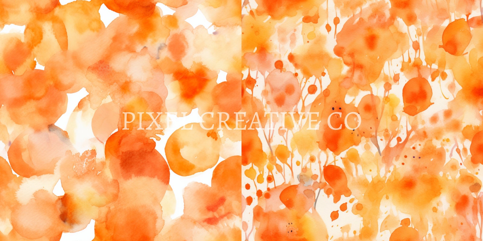 10 Seamless Digital Paper Pack Orange Watercolor Texture - Etsy