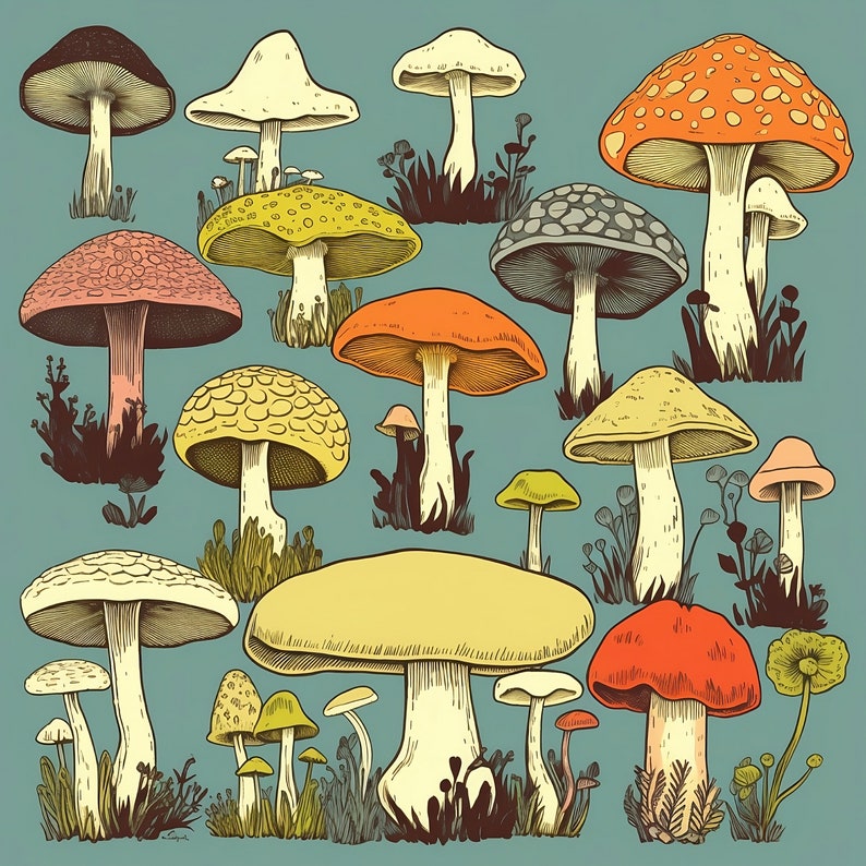 Vintage Mushroom Tiles - Etsy