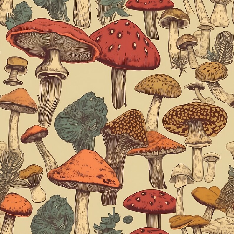 Vintage Mushroom Tiles - Etsy