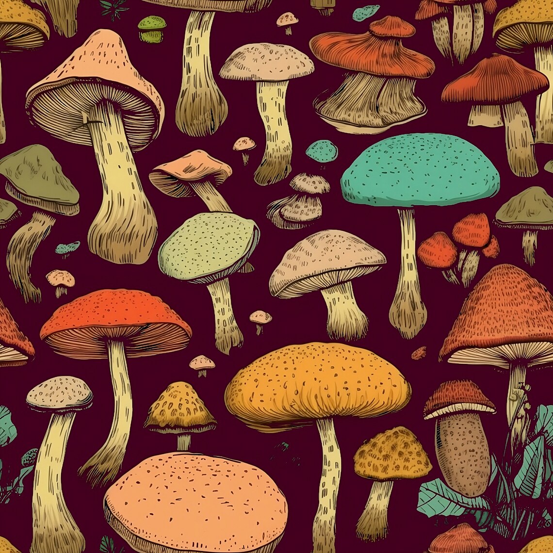 Vintage Mushroom Tiles - Etsy
