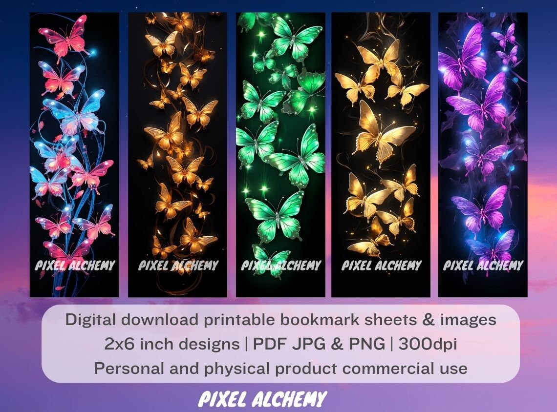10 Butterflies Printable Bookmarks Digital Download Bookmark - Etsy