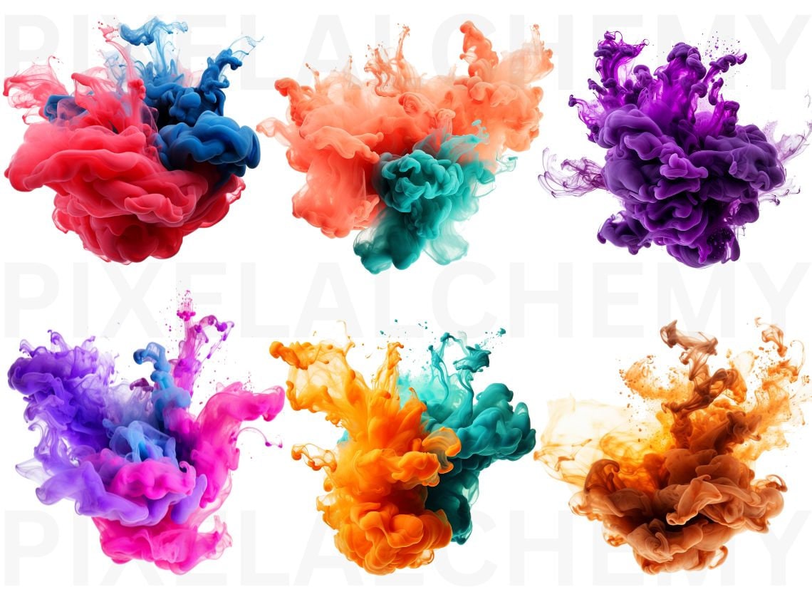 Watercolor Colored Smoke Clipart Smoke Bomb Alcohol Ink PNG - Etsy
