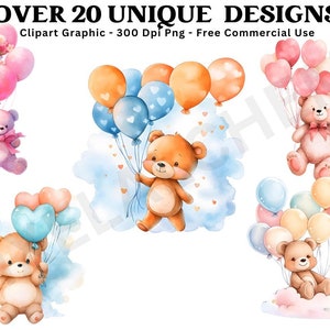 Baby Bear Nursery Art, Baby Bear Printable, Watercolor Bear PNG Bundle ...