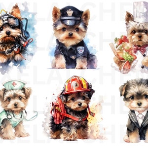 Yorkshire Terrier Watercolor Clipart, Cute Yorkie PNG Illustration Cute ...
