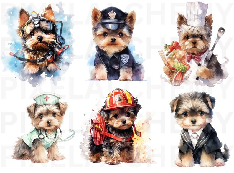 Yorkshire Terrier Watercolor Clipart Cute Yorkie PNG - Etsy