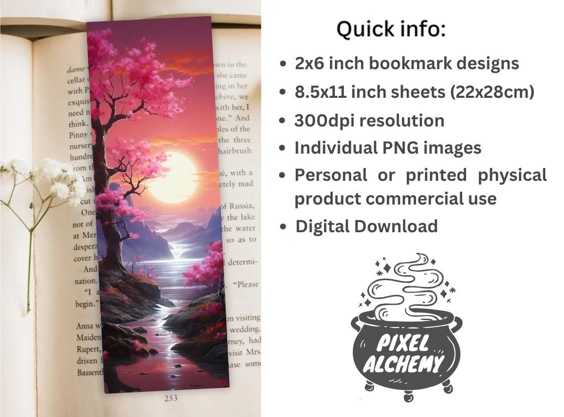 10 Sunset Printable Bookmarks Digital Download Bookmark - Etsy