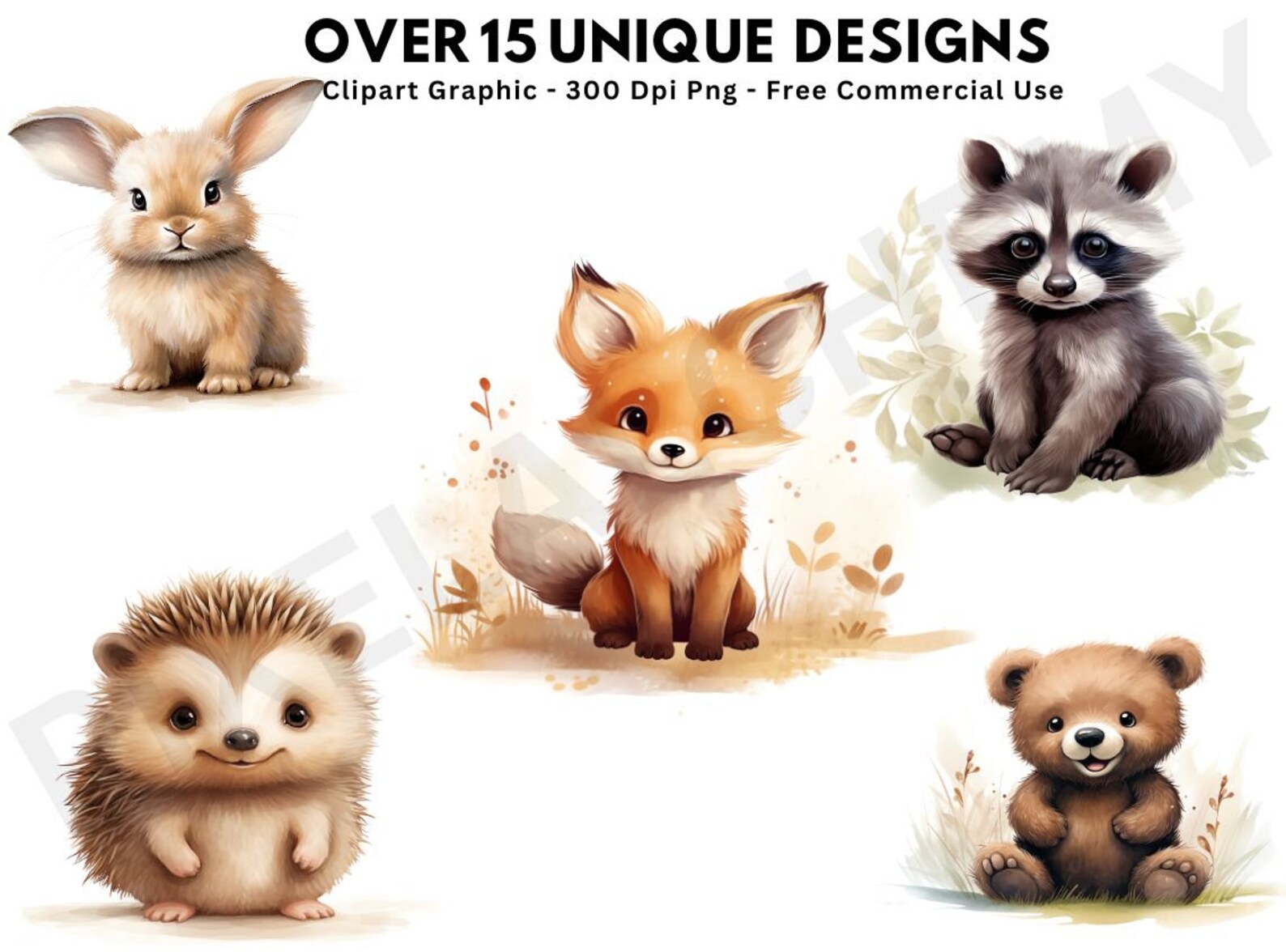 Woodland Animals Watercolor Clipart, Forest Animals Clip Art, Nursery ...
