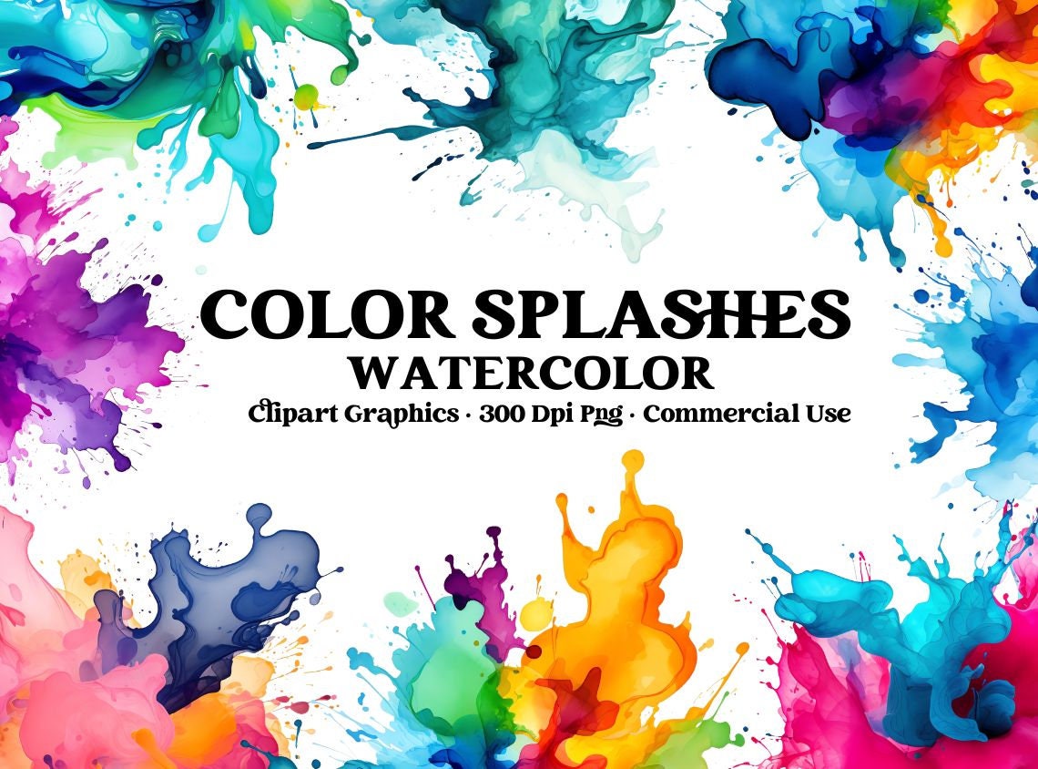 Watercolor Splash Splatters Alcohol Ink PNG Abstract - Etsy