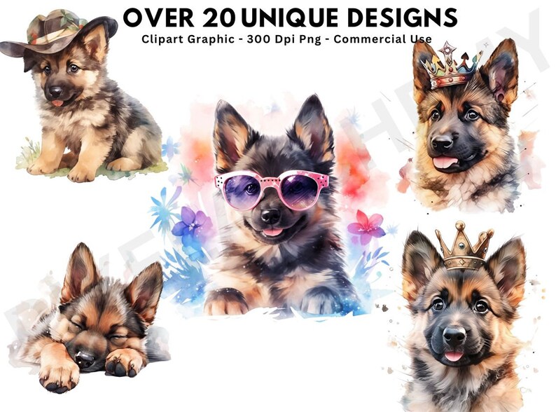 German Shepherd Watercolor Clipart Cute German Shepherd PNG - Etsy