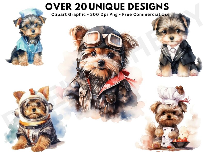Yorkshire Terrier Watercolor Clipart Cute Yorkie PNG - Etsy