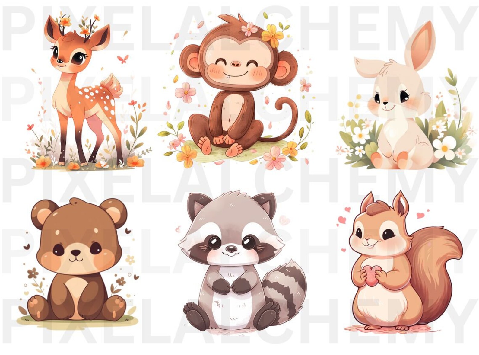 Woodland Animals Watercolor Clipart Forest Animals Clip Art - Etsy