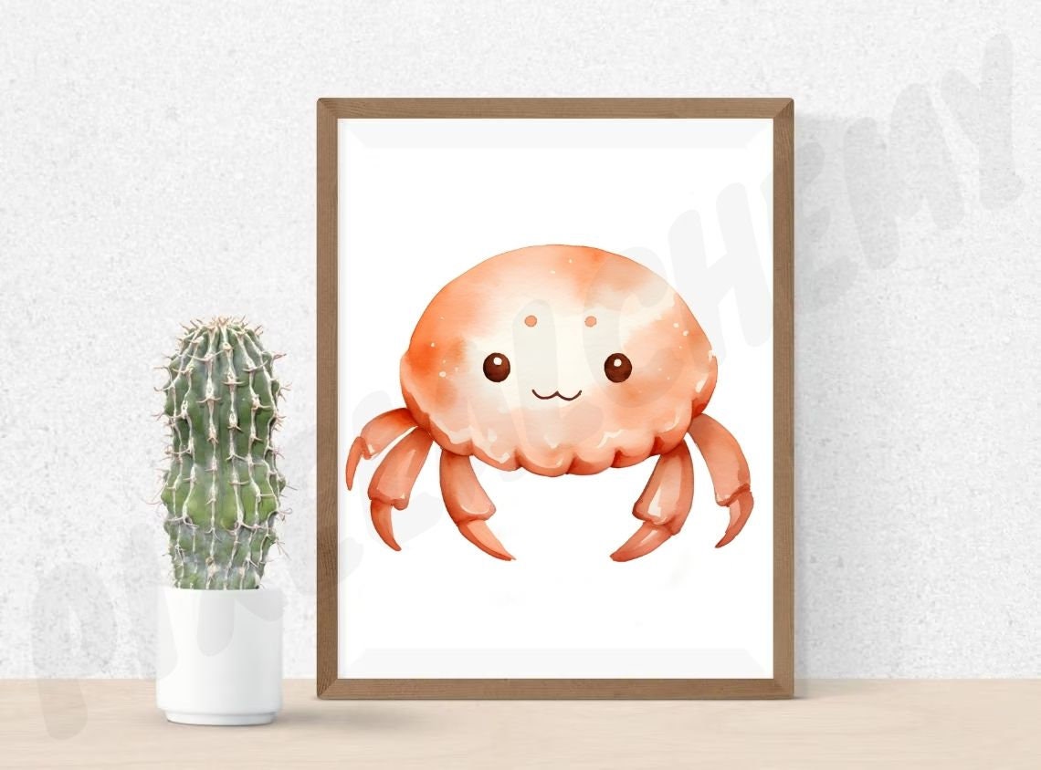 Sea Animals Watercolor Clipart Baby Shower Clip Art Ocean - Etsy