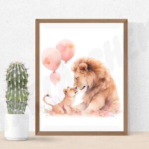 Watercolor Lion, Baby Lion Clipart, Baby Lion With Balloons Png, Baby ...